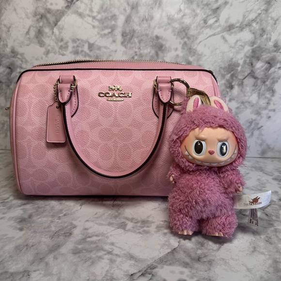 Coach | Bags | Coach Pink Powder Rowan Satchel In Signature Canvas ...